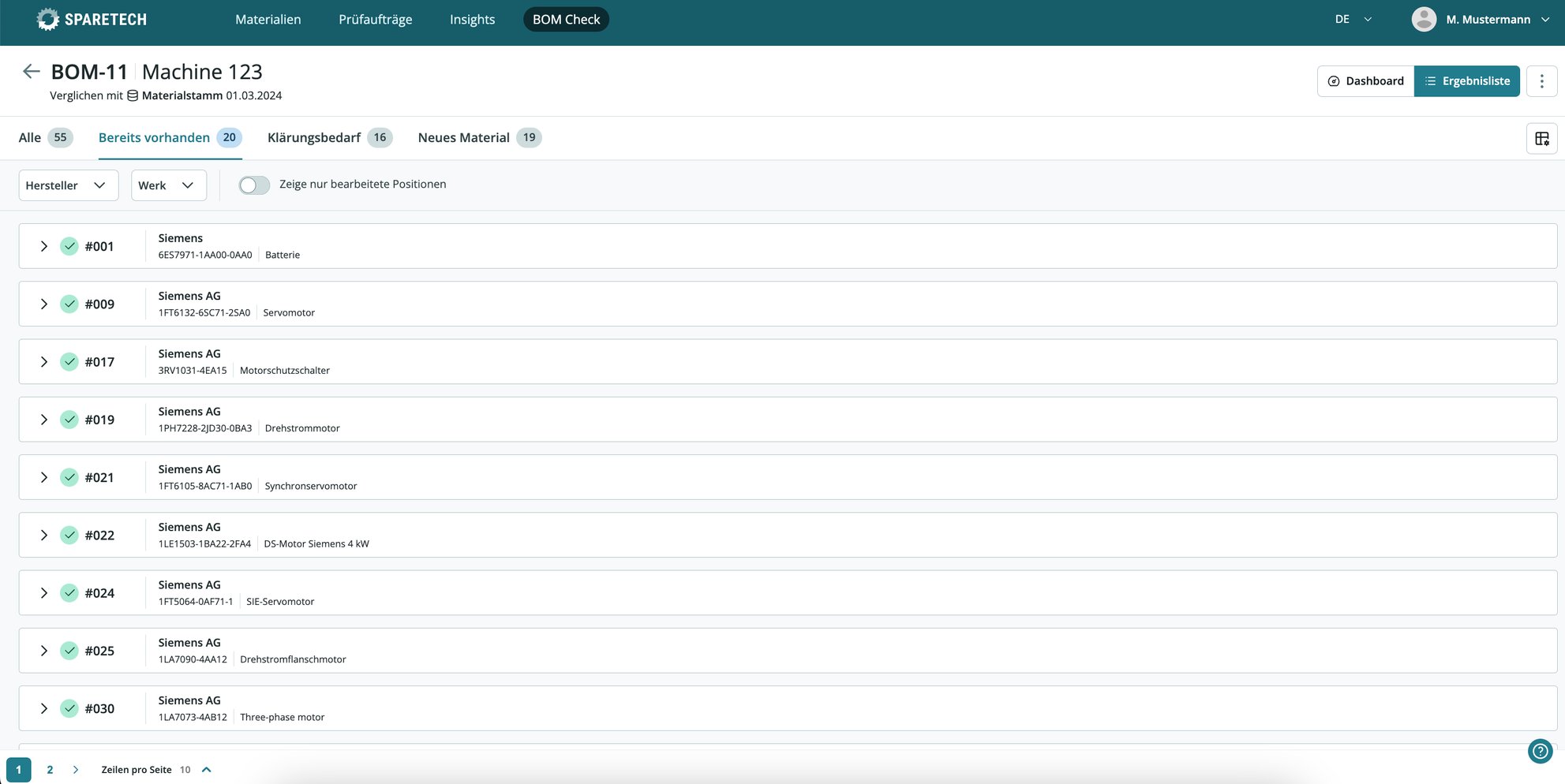 Automated BOM Check: Direct results at the touch of a button